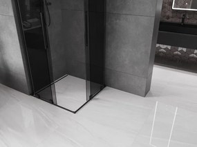 Mexen Velar L Duo, sprchový kout s posuvnými dveřmi 80 x 80 cm, 8mm šedé sklo, černá matná, 871-080-080-02-43-70