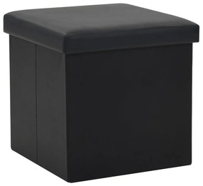 Skládací úložná stolička černá umělá kůže - Default Title