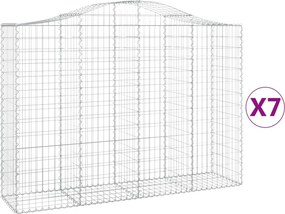 Klenuté gabionové koše 7 ks 200x50x140/160cm pozinkované železo 3145687
