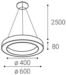 Led2 Závěsné LED svítidlo SATURN SLIM ø 60 cm Barva: Černá, Stmívání: RF control