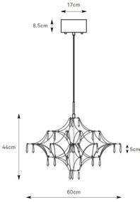 Markslöjd 108869 - LED Stm. křišť. lustr na lanku EFESOS LED/14W/230V pr. 60 cm