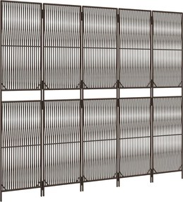 vidaXL Dělicí stěna 5 panelů polyratan [365399] Barva: Hnědá
