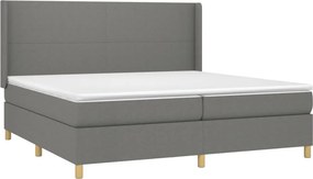 Box spring postel s matrací a LED tmavě šedá 200x200 cm textil 3138742