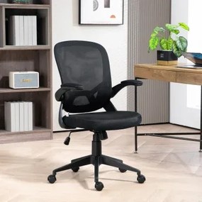 HOMCOM ergonomická kancelářská židle s nastavitelnou výškou, sklápěcími područkami a síťovinou, černá