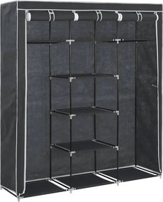 Šatní skříň s přihrádkami a tyčemi černá 150x45x175 cm textil 282453