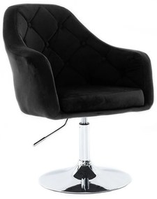 LuxuryForm DESIGN Otočné křeslo ANDORA VELUR na stříbrném talíři - černé