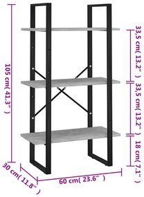 Úložný regál betonově šedý 60 x 30 x 105 cm kompozitní dřevo