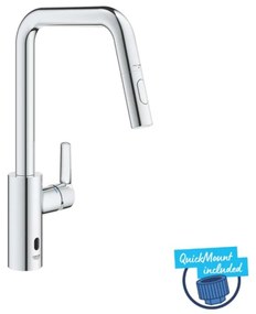 Grohe QuickFix Start - Elektronická dřezová baterie s výsuvnou sprškou, bateriové napájení, chrom 1012430000