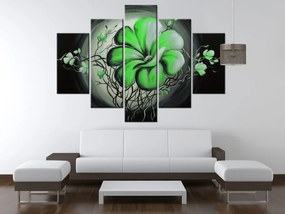 Gario Ručně malovaný obraz Zelená živá krása - 5 dílný Rozměry: 150 x 70 cm