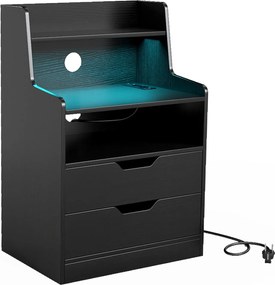 Costway Noční stolek s LED světly a nabíjecí stanicí s 2