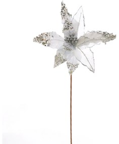 Vánoční třpytivá květina stříbrná, 50 x 32 cm
