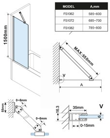 Polysan Polysan, FISA vanová zástěna 700x1500mm, chrom, čiré sklo, FS1072-C