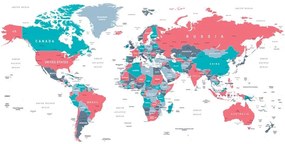 Obraz mapa světa s pastelovým nádechem - 120x60 cm