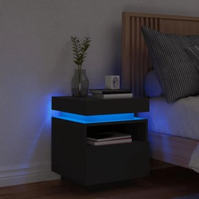 vidaXL Noční stolek s LED osvětlením černý 40 x 39 x 48,5 cm