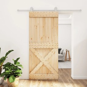 Posuvné dveře s kováním 90 x 210 cm masivní borové dřevo,  3203119