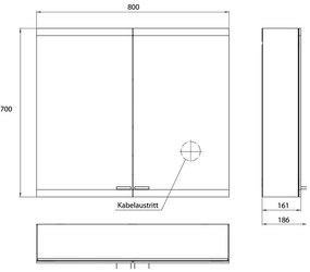 Emco Evo - Osvětlená nástěnná zrcadlová skříňka LED 800 mm, zrcadlová 939708004