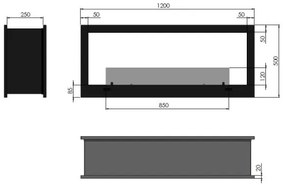 InFire - Vestavěný BIO krb 120x50 cm 3kW oboustranný