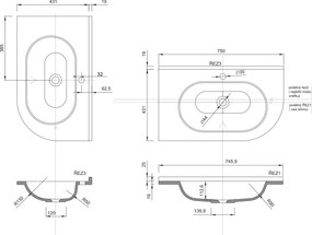 Sapho Pulse BM752 umyvadlo rohové 75 x 45 cm levé