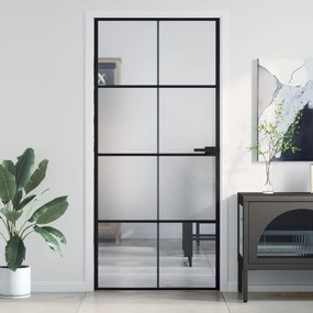 Interiérové dveře úzké černé 93x201,5 cm tvrzené sklo a hliník - Default Title