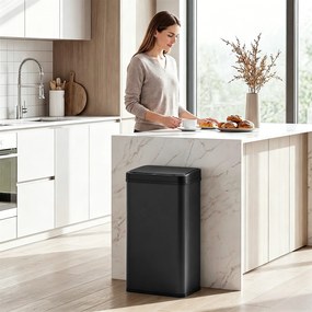 HOMCOM bezdotykový odpadkový koš 50 l, nerez, černý
