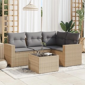 5dílná zahradní sedací souprava s poduškami béžová polyratan 3218909