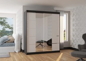 Šatní skříň s posuvnými dveřmi Dalmatia - 200 cm Barva: Bílá/Černá