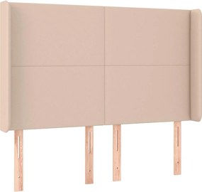Čelo postele s LED cappuccino 147 x 16 x 118/128 cm umělá kůže 3123863