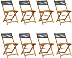Skládací židle 8 ks, černý polyratan a masivní dřevo 3214594