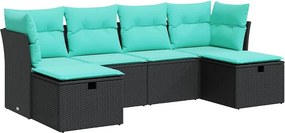 6dílná zahradní sedací souprava s poduškami černá polyratan 3325323