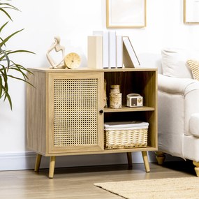 HOMCOM Úložný bufetový kabinet s 1 dveřmi se vzhledem ratanového dřeva - rozměr 80D x 39Š x 70V cm | Aosom