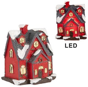 Dekorace malinký svítící červený domek Manon LED - 6*5*7 cm
