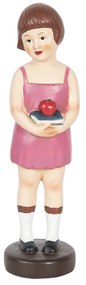 Dekorativní soška dívky s knihou a jablkem - 8*8*29 cm
