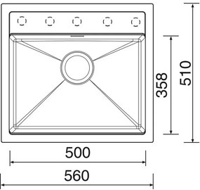 Sinks Solo 560 Granitový dřez bez odkapu, 56x51cm, marone, ACRSO56051093