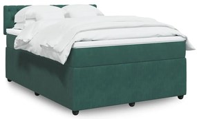 Box spring postel s matrací tmavě zelená 140x200 cm samet 3287767