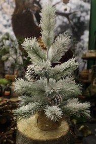 Zasněžený dekorační vánoční stromek v jutě 68cm
