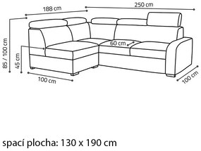 Sedací souprava OSLO III | 188x250 | rozkládací + úložný prostor | VÝBĚR TKANIN