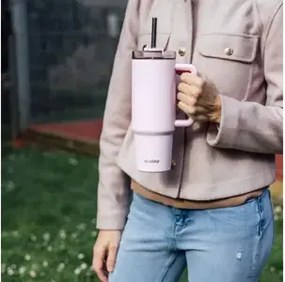 Quokka Nerezový termohrnek s brčkem Stream Light Pink 950 ml