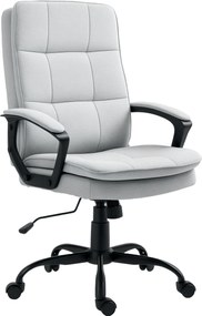 Ergonomická kancelářská židle HOMCOM s opěrkami, výškově nastavitelná otočná židle s houpací funkcí, vzhled lnu, tuftovaná počítačová židle, šedá | Ao
