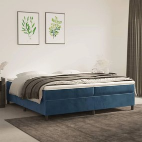 Box spring postel s matrací tmavě modrá 200x200 cm samet 3144703