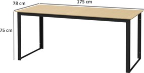Zahradní stůl kovový 175x78 cm Balkonový stůl odolný proti povětrnostním vlivům se vzhledem dřeva, protiskluzový jídelní stůl černý