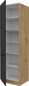 ARIA ac | vysoká skříňka 60 DK-210 2F potravinová s policemi | 60 cm | ANTI FINGERPRINT povrch | artisan/černá