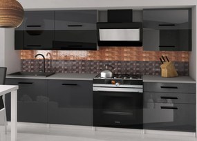 Kuchyňská linka Belini 180 cm šedý lesk / černý lesk
s pracovní deskou Primera2