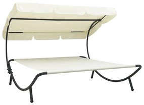 Zahradní postel s baldachýnem krémově bílá - Default Title
