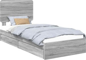 Postel s úložným prostorem se zásuvkou Šedá Sonoma 90 x 190 cm 3412733