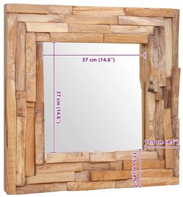 vidaXL Marketos Dekorativní zrcadlo teak 60 x 60 cm čtvercové