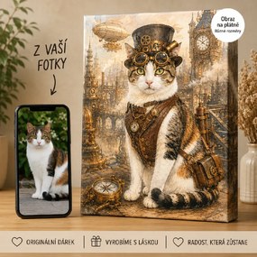 Foto obraz z vlastní fotky na plátno – Steampunk & Industriální portrét mazlíčka z fotky Rozměry obrazu: 20 x 30 cm