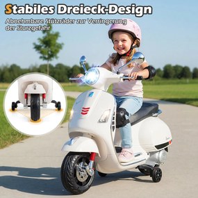 Costway Dětská motorka VESPA s LED světlometem a klaksonem elektrická dětská