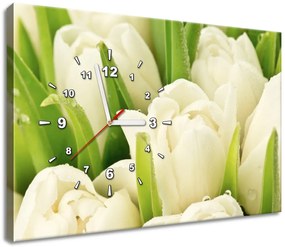 Gario Obraz s hodinami Jemné tulipány Rozměry: 60 x 40 cm