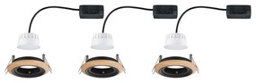 Paulmann 92237 Lanati Coin, set dřevěných bodovek s černou, 3x6W LED 2700K, prům. 8,4cm