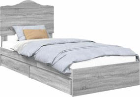 Postel s úložným prostorem se zásuvkou Šedá Sonoma 90 x 200 cm 3413546